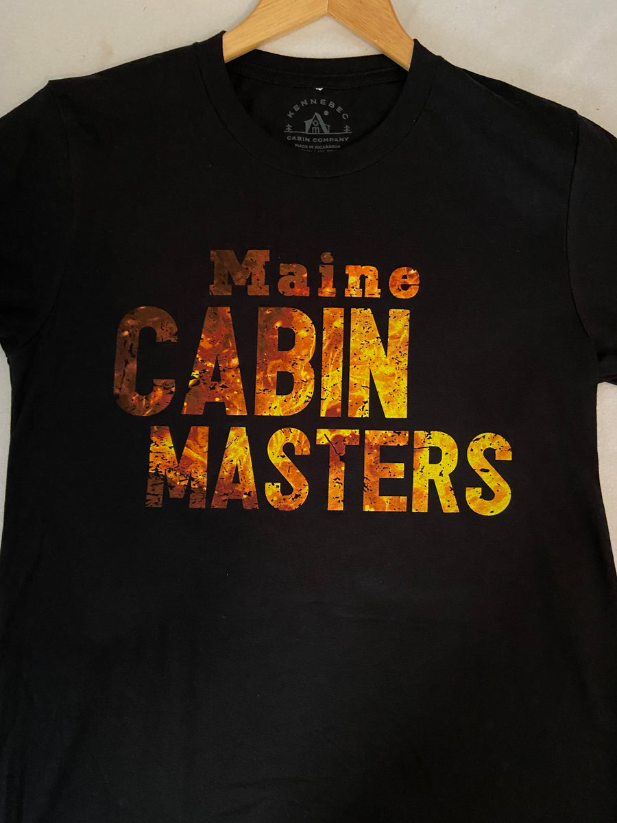 Specialty T Shirt - Maine Cabin Masters Fire Print – Kennebec Cabin Company